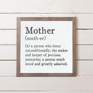 Mother Definition Wall Sign, Mother's Day Sign, Mom Sign, Farmhouse ...