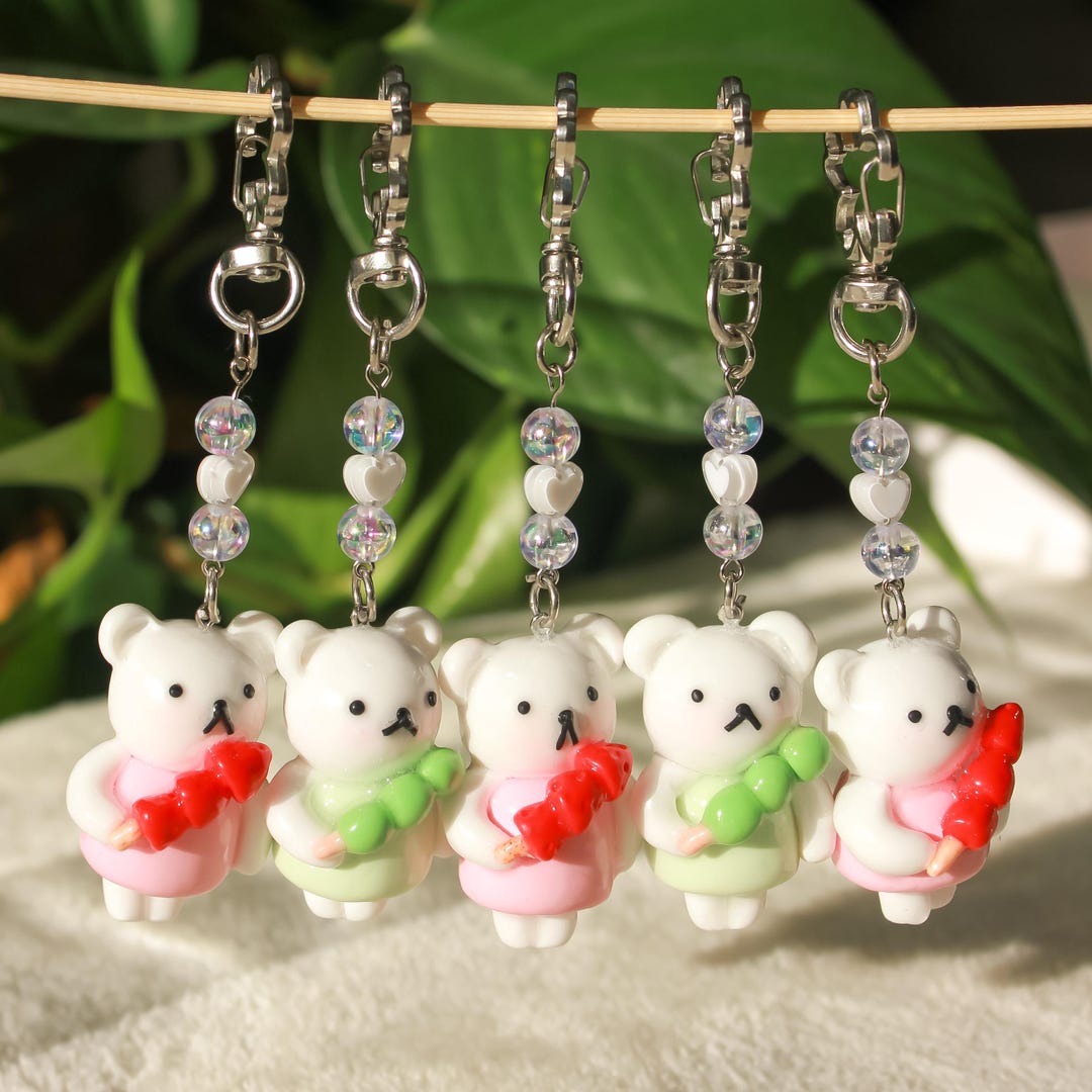 Tanghulu Bear Keychain, Kawaii Aesthetic, Bag Charm, Polymer Clay Charm ...