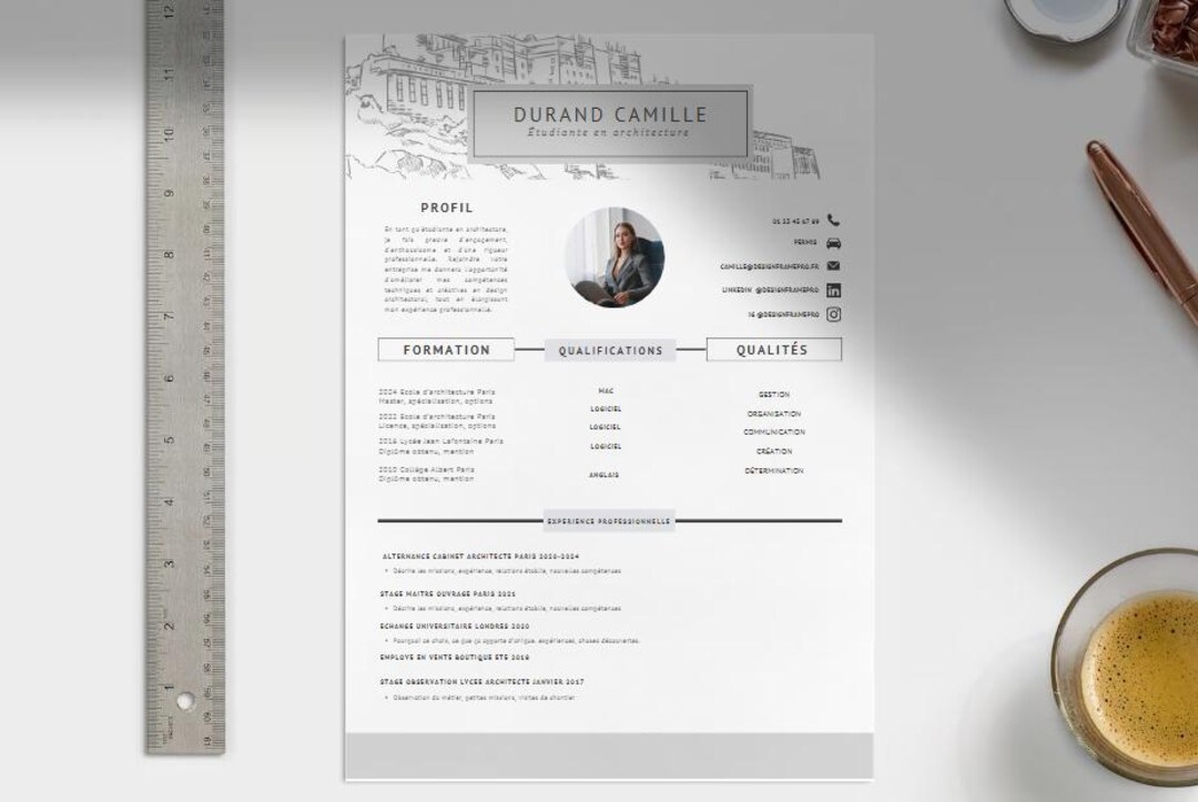 French CV, Simple and Professional CV Templates, Women's or Men's CV ...
