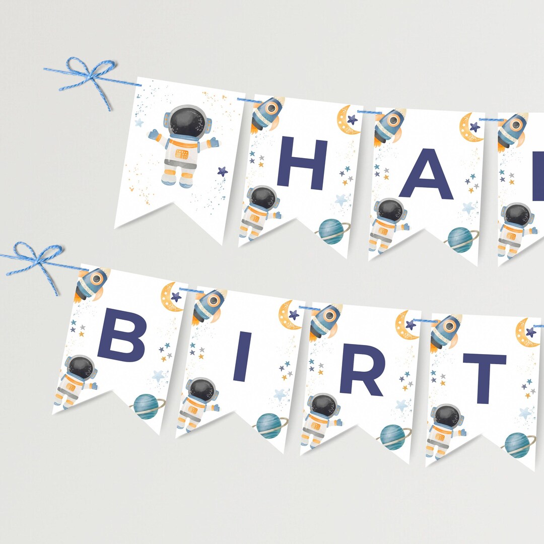 Editable Space Happy Birthday Banner, Outer Space Birthday Printable ...