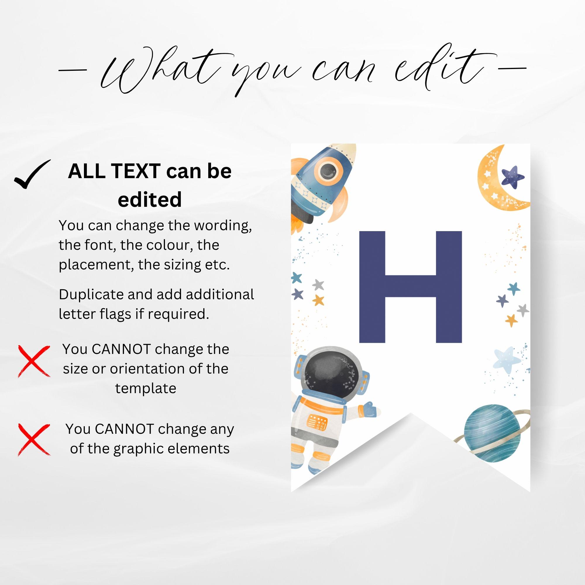 Editable Space Happy Birthday Banner, Outer Space Birthday Printable ...