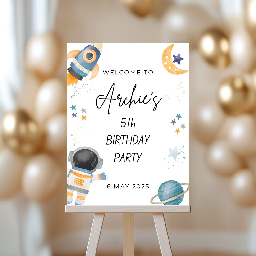 Editable Space Party Welcome Sign Template, Printable Outer Space ...