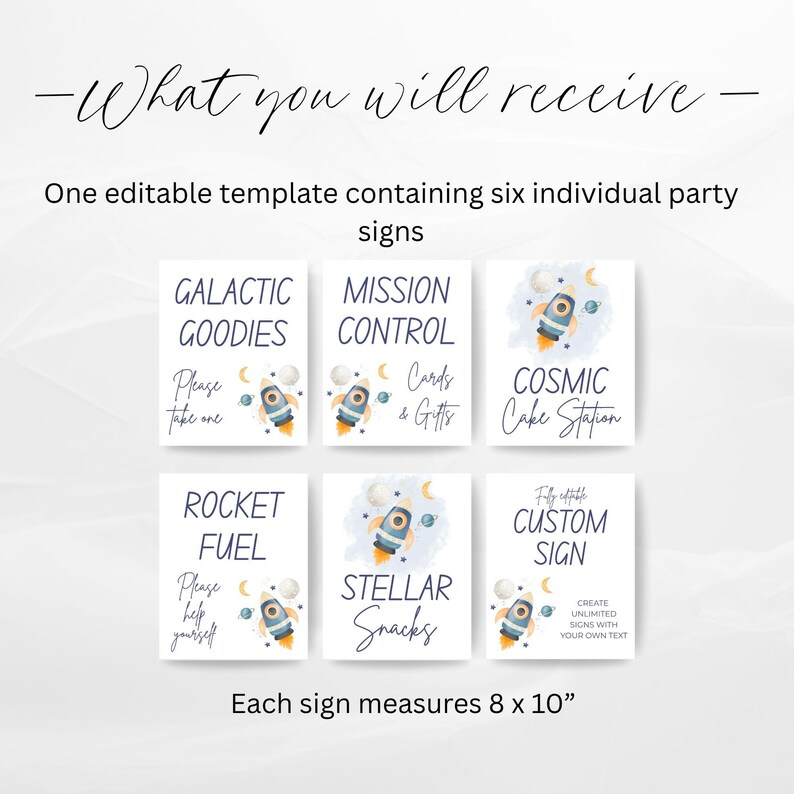 Editable Outer Space Themed Kids Party Signs, Printable Party Decor ...