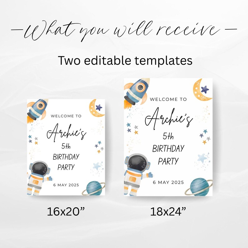 Editable Space Party Welcome Sign Template, Printable Outer Space ...