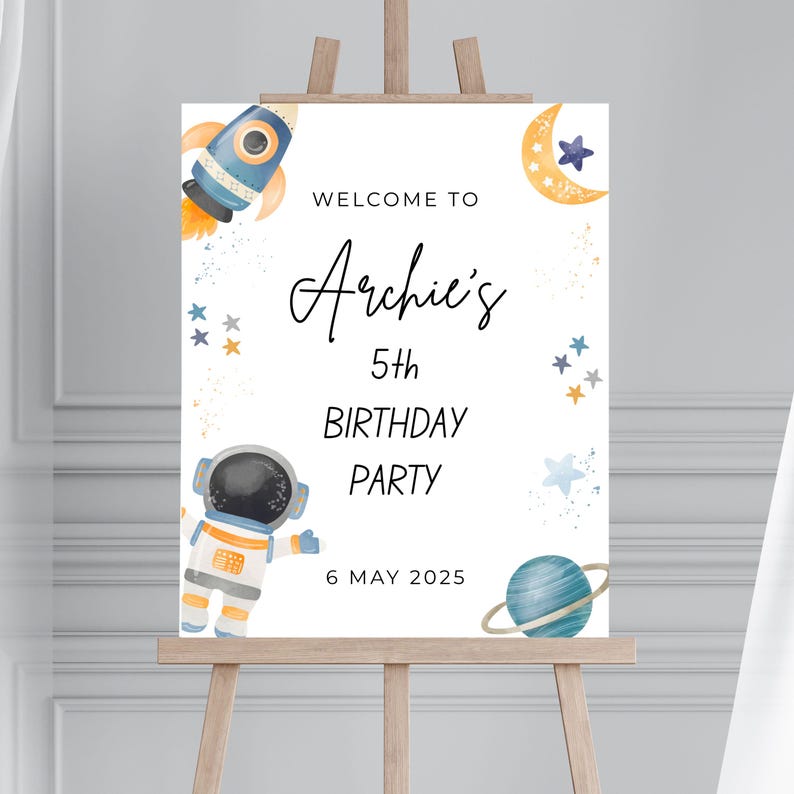 Editable Space Party Welcome Sign Template, Printable Outer Space ...