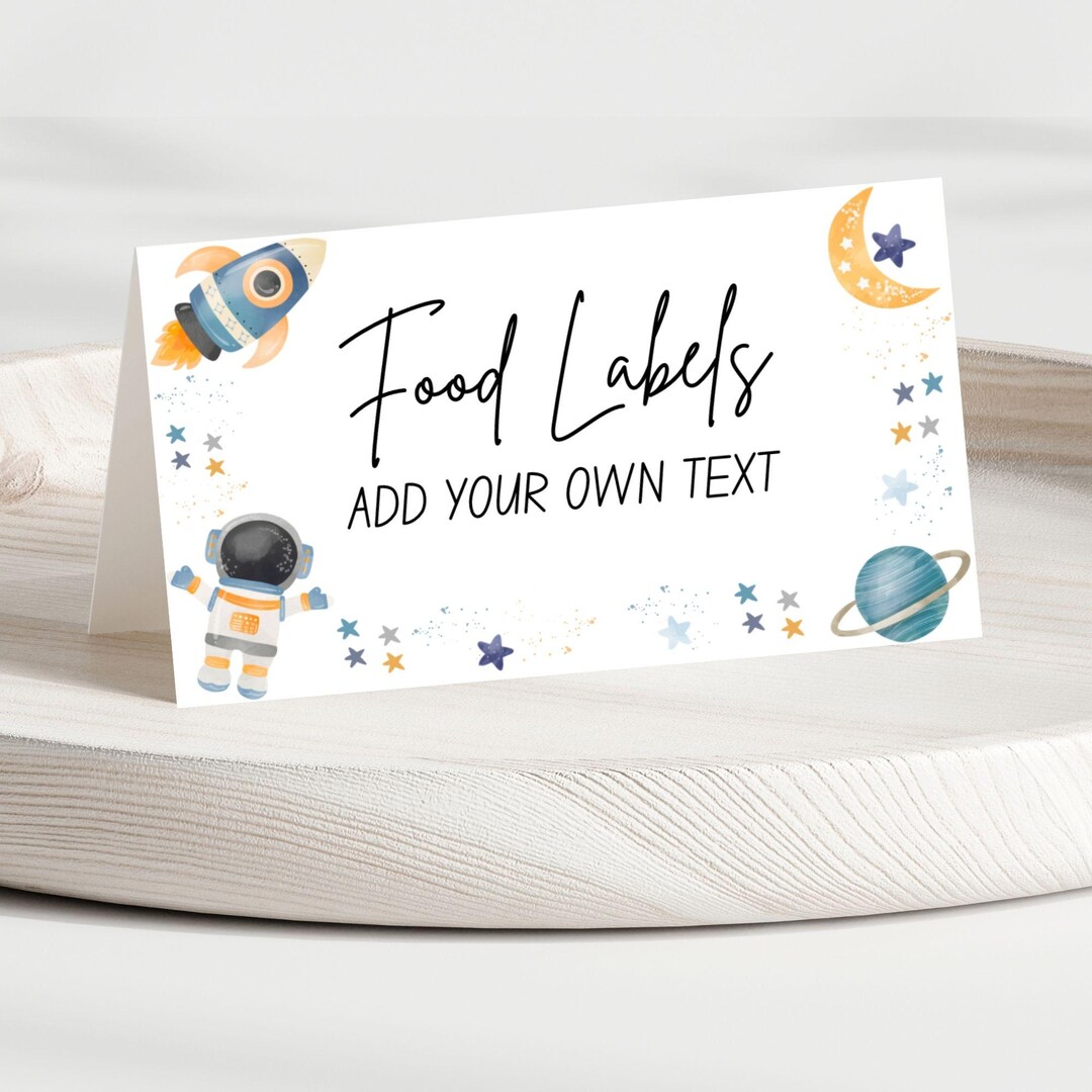 Editable Space Themed Food Label Cards, Printable Outer Space Birthday ...