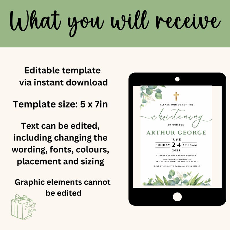 Editable Christening Invitation Template, Baptism Invitation, Naming ...