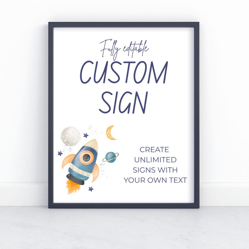 Editable Outer Space Themed Kids Party Signs, Printable Party Decor ...