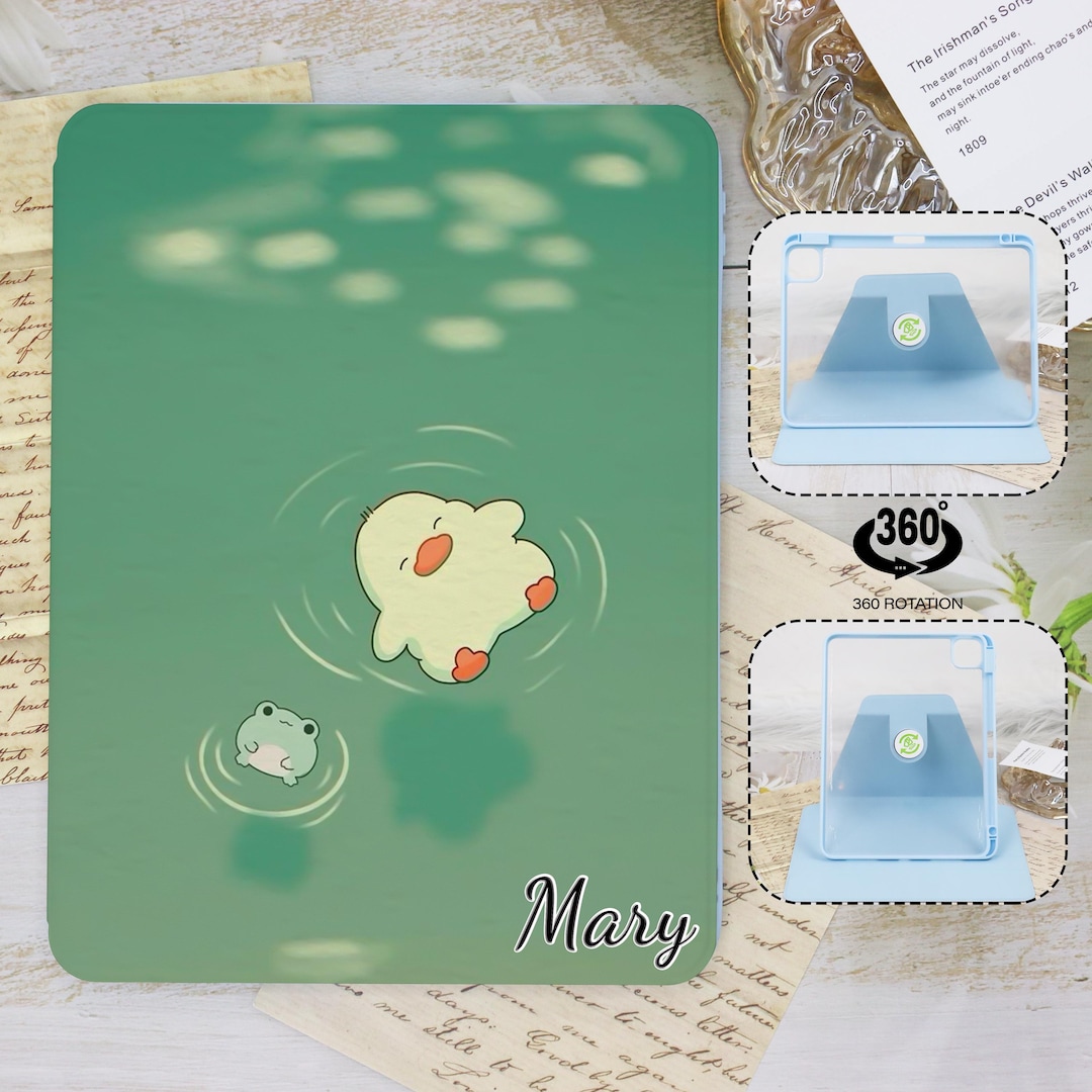 Cute Duck Frog 360 Swivel iPad Case Cover for 9.7"10.2"10.9"11"12.9 ...