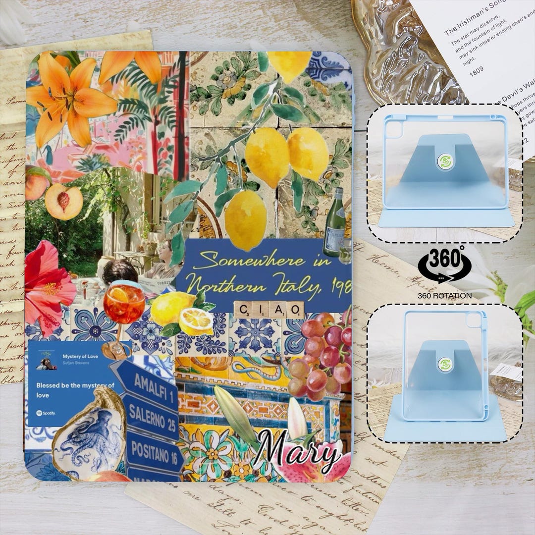 Cute Vibrant Pattern Aesthetic Scrapbook iPad Case for iPad Pro 13 12 ...