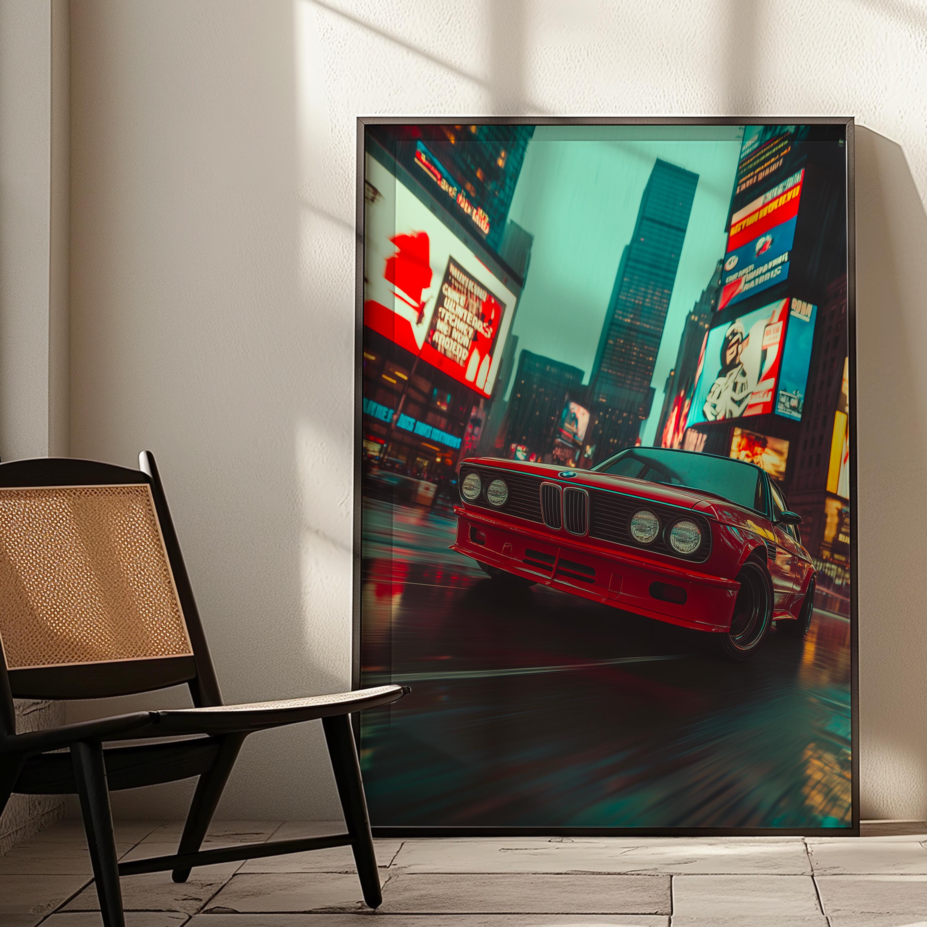 BMW M5 E30 Drifting in Times Square - Vintage Car Art Print, Classic ...