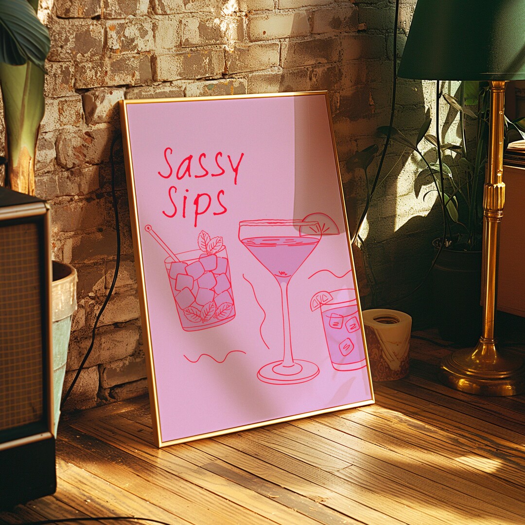 Funny Cocktail Matte Vertical Poster, Pink Wall Decoration for Sassy ...