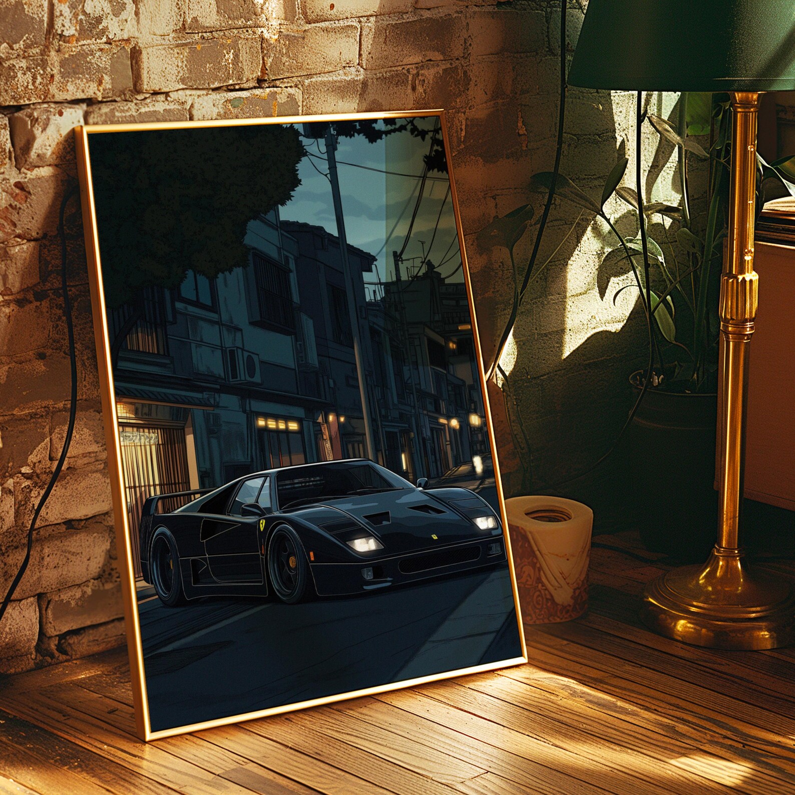 Matte Black Ferrari F40 in Cinematic Urban Night Scene | Moody Art ...