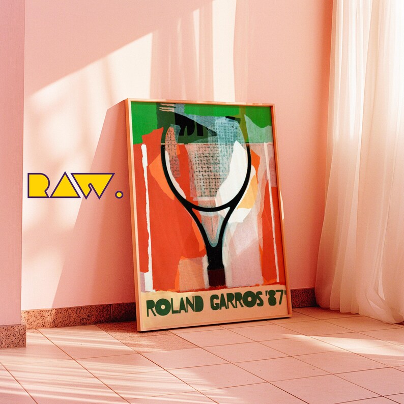 Vintage Roland Garros Tennis Poster 1987 - Retro Tennis Art Print ...
