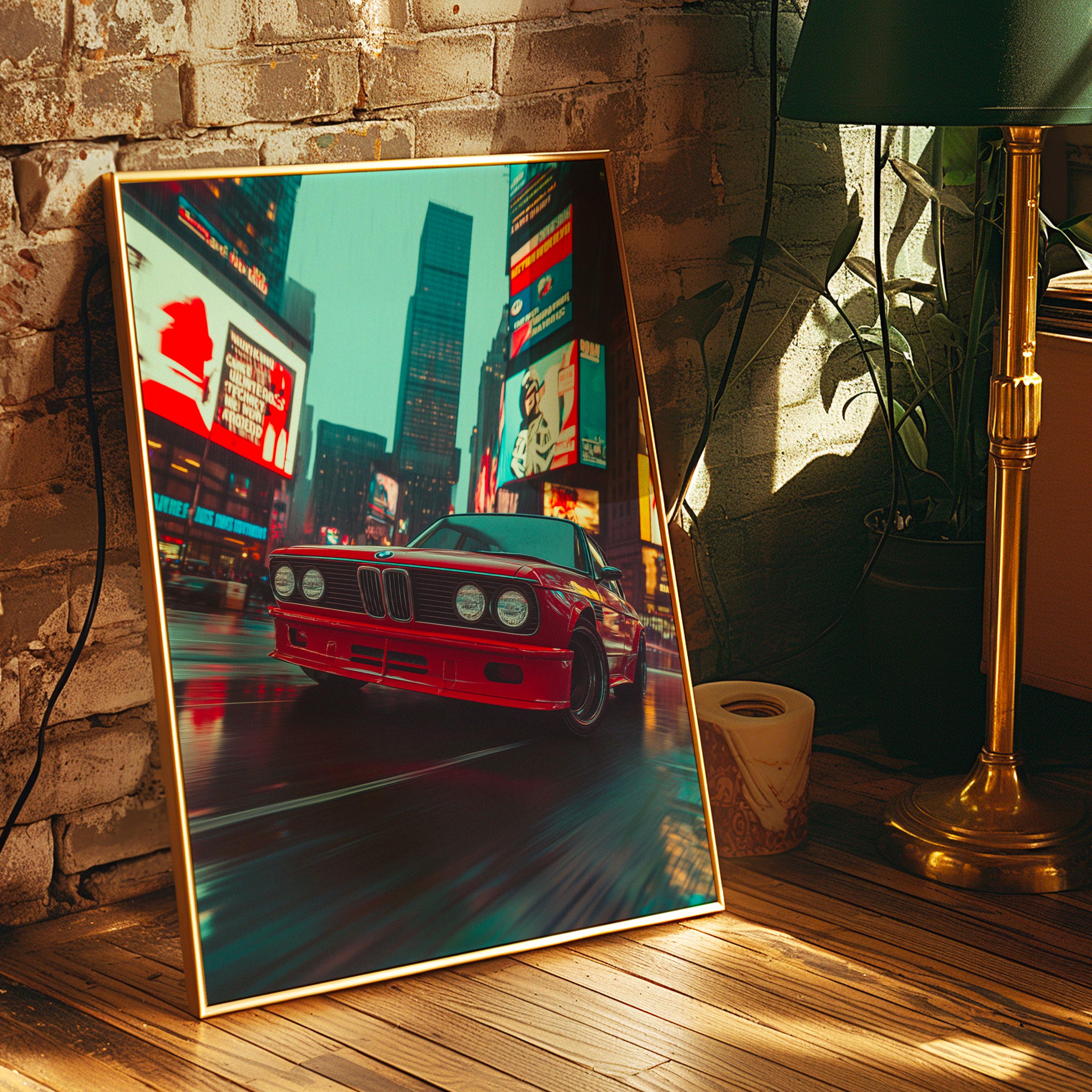 BMW M5 E30 Drifting in Times Square - Vintage Car Art Print, Classic ...