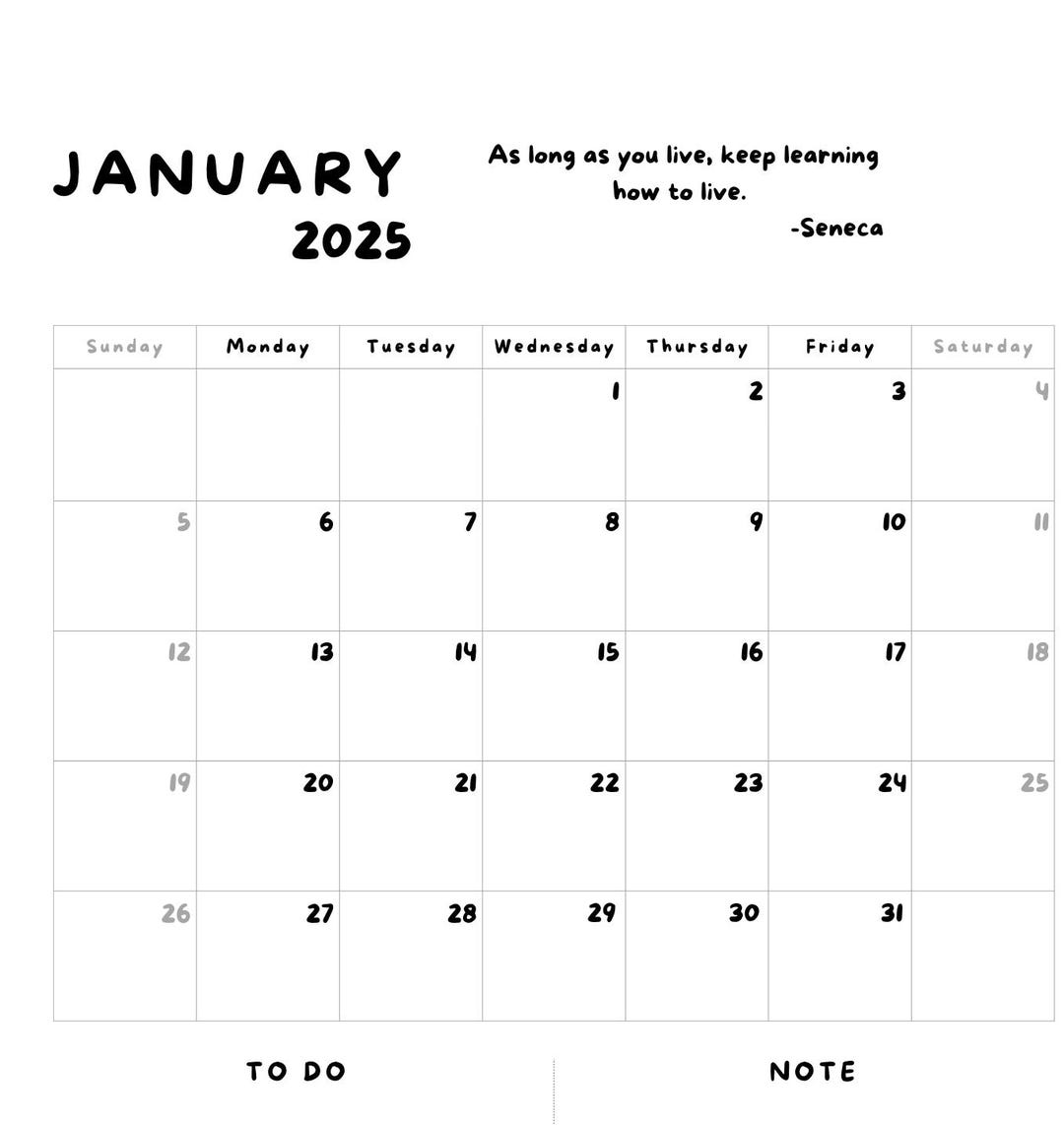 2025 Printable Calendar Famous Quotes to Guide You Through the Year. - Etsy