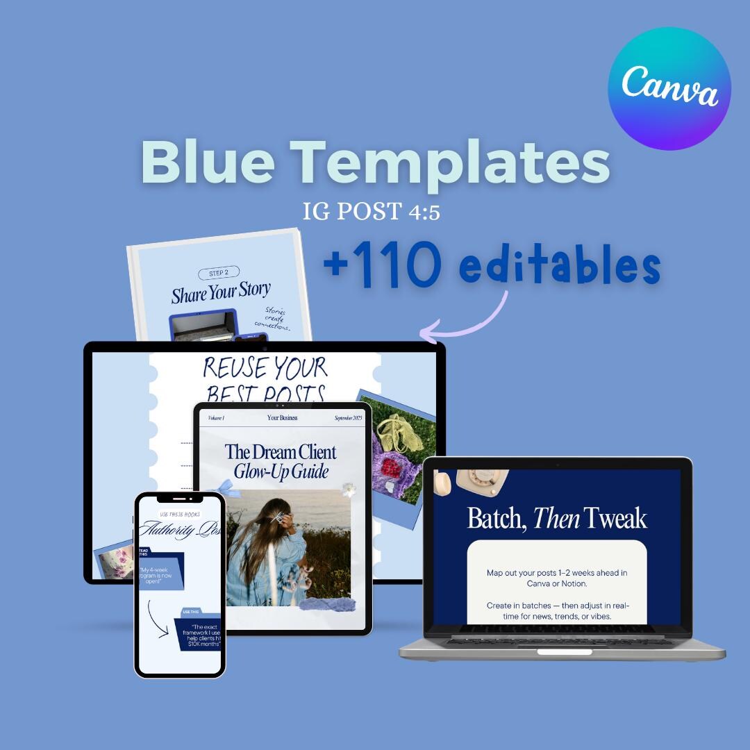 2026 Trend: 110 Blue Instagram Carousel Templates | Editable Canva ...