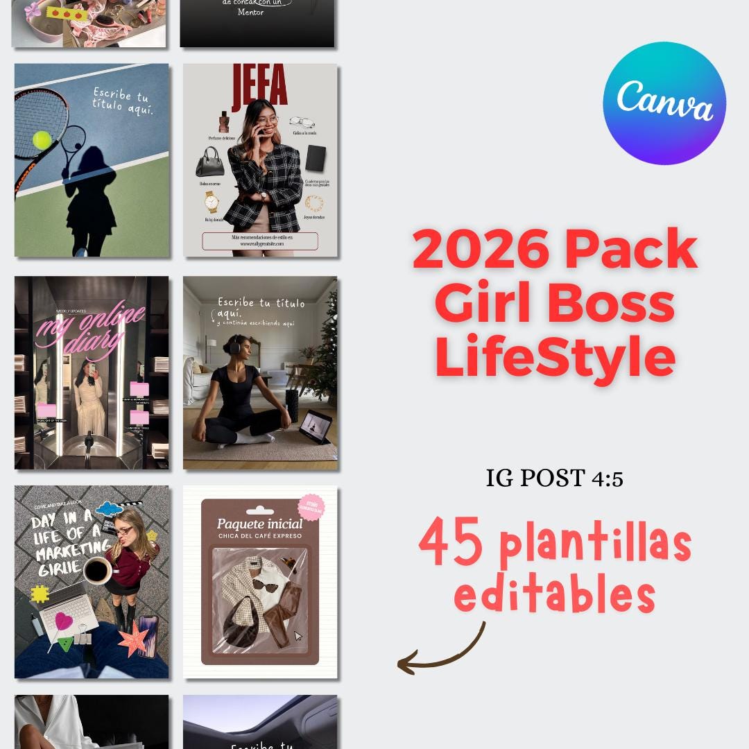Girl Boss Lifestyle Instagram Templates | Canva Editable Posts 4:5 ...