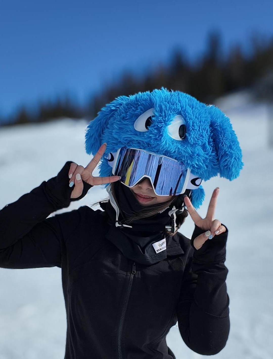 Ski & Snowboard Helmet Cover Plush Fluffy Puppy, Uni Size, Helmet Hood ...