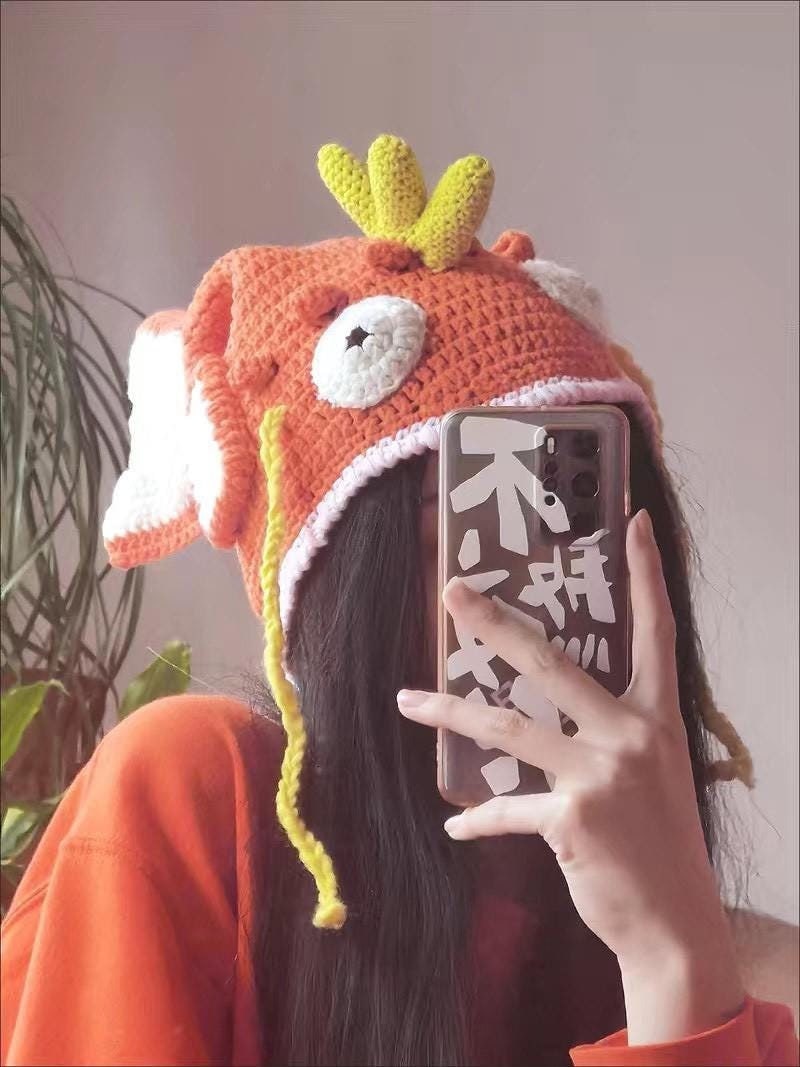 Crochet Knitted Pokemon Magikarp Magic Fish Hat, Beanie, Hand-made ...