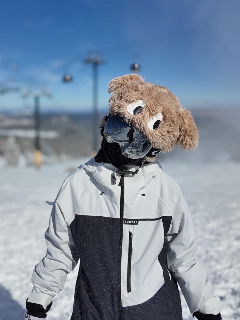 Ski & Snowboard Bike Helmet Cover Plush Fluffy Puppy, Uni Size Hood Hat ...
