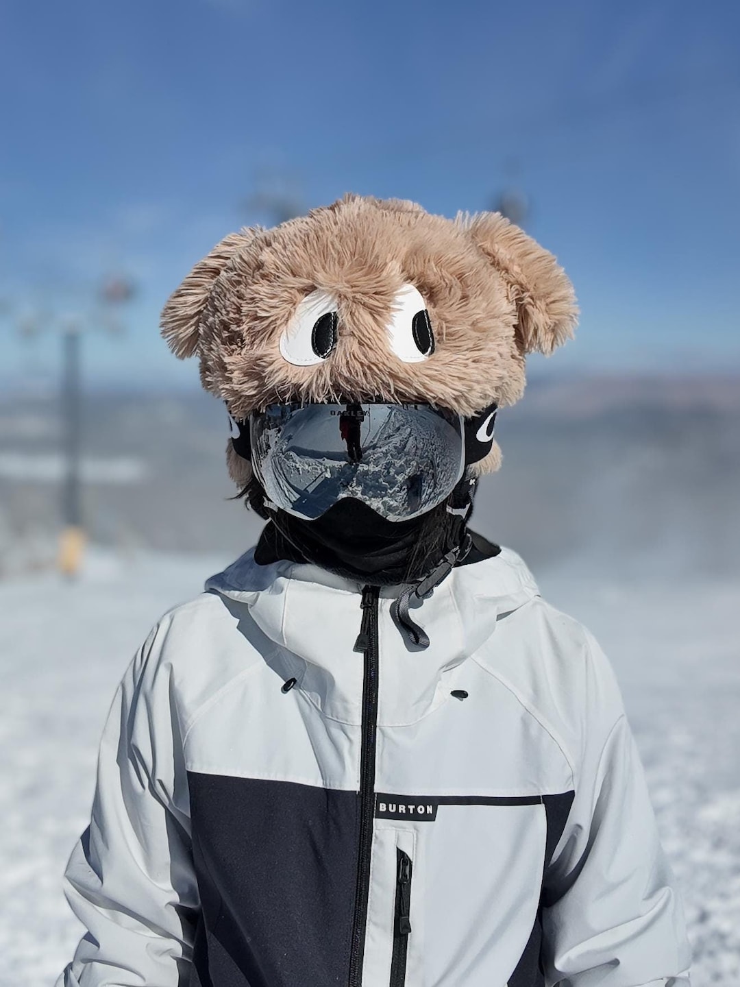 Ski & Snowboard Bike Helmet Cover Plush Fluffy Puppy, Uni Size Hood Hat ...