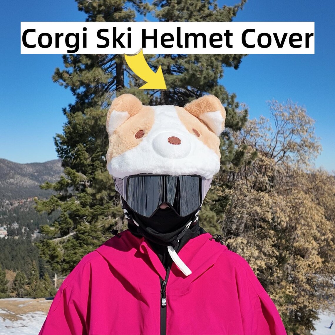 Ski & Snowboard and Bike Helmet Cover Plush Corgi Pet Dog, Uni Size ...
