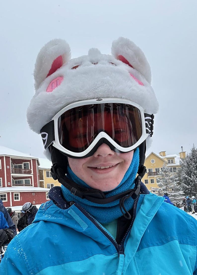 Ski & Snowboard Bike Helmet Cover Plush Bunny Rabbit, Uni Size Hood Hat ...