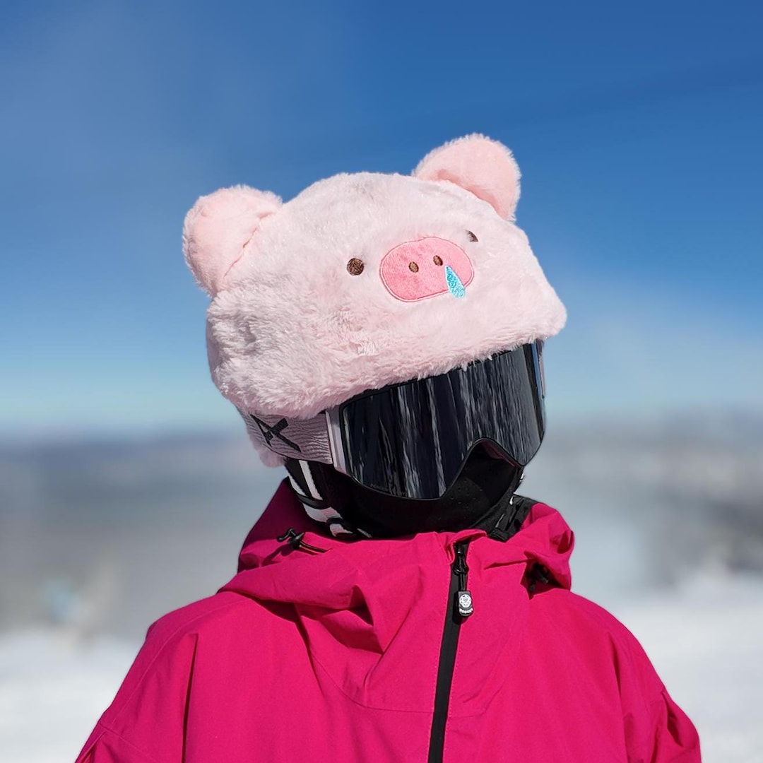 Ski & Snowboard and Bicycle Helmet Cover Plush Pig, Uni Size Hood Hat ...