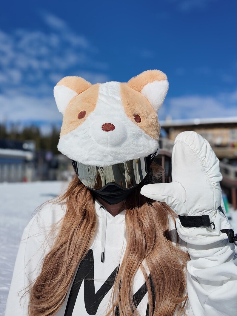 Ski & Snowboard and Bike Helmet Cover Plush Corgi Pet Dog, Uni Size ...