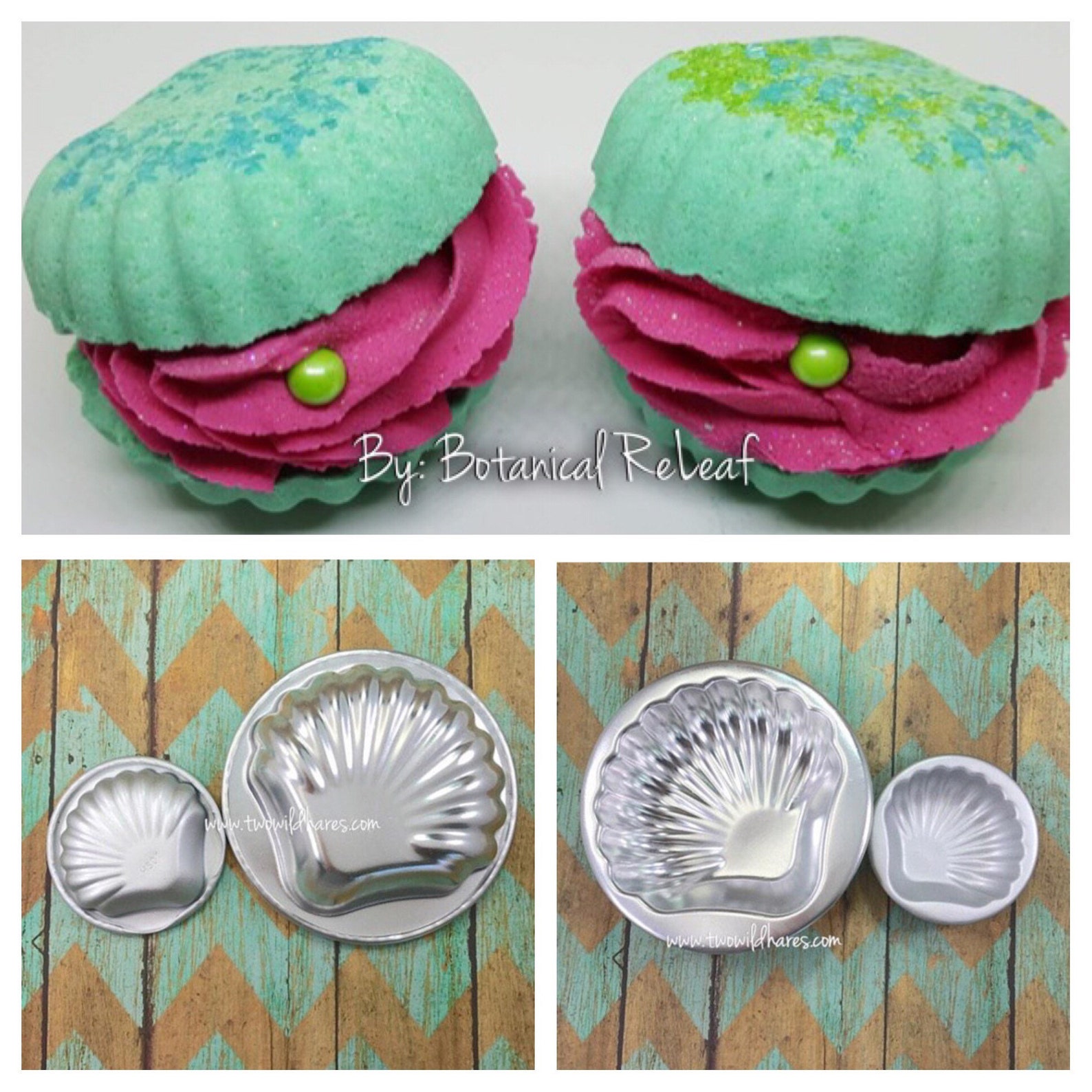 CLAMSHELL Bath Bomb & Baking Mold Set, Large (4") and Small ( 2 1/4 ...