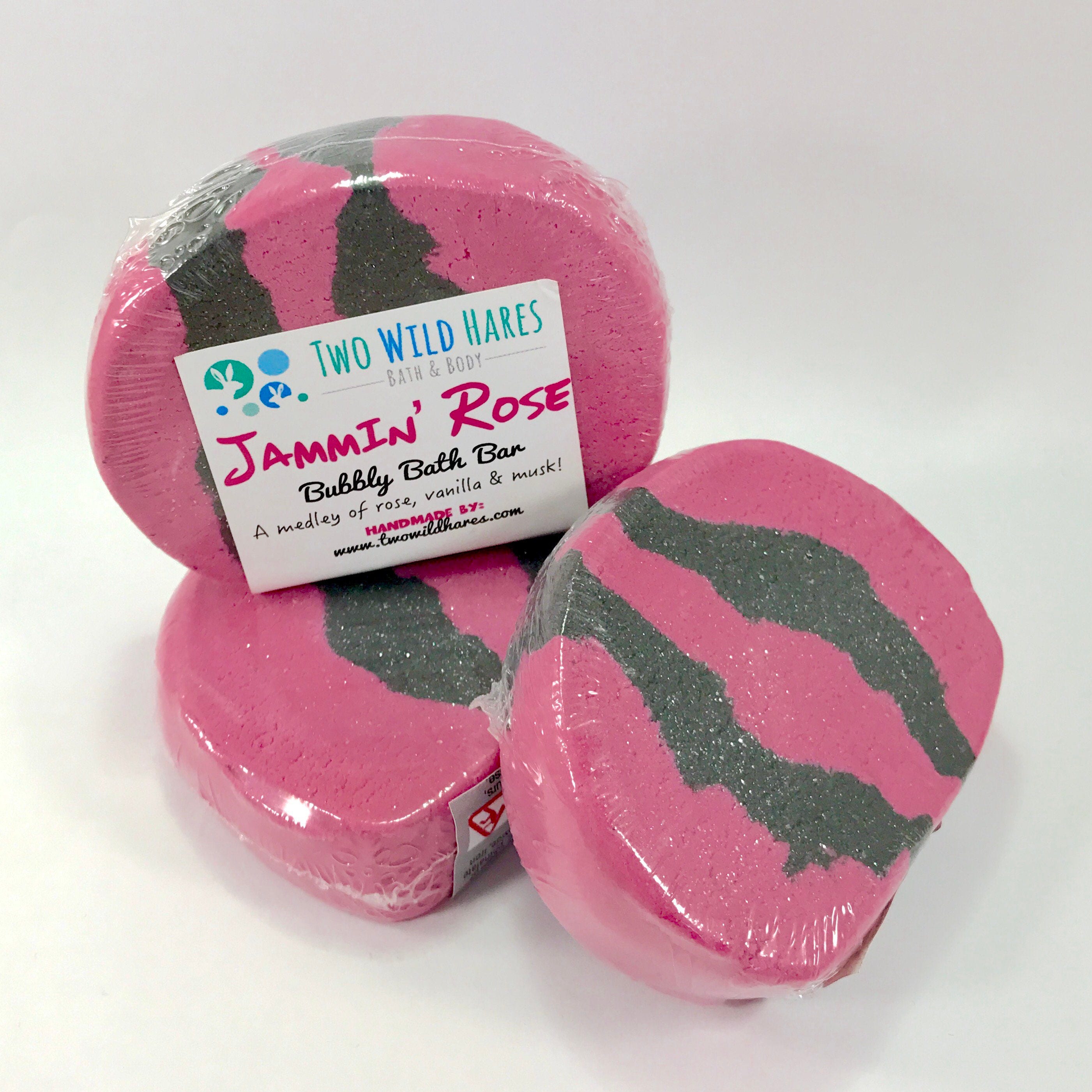 JAMMIN' ROSE Bubbly Bath Bar, Solid Bubble Bath, 3.5 oz