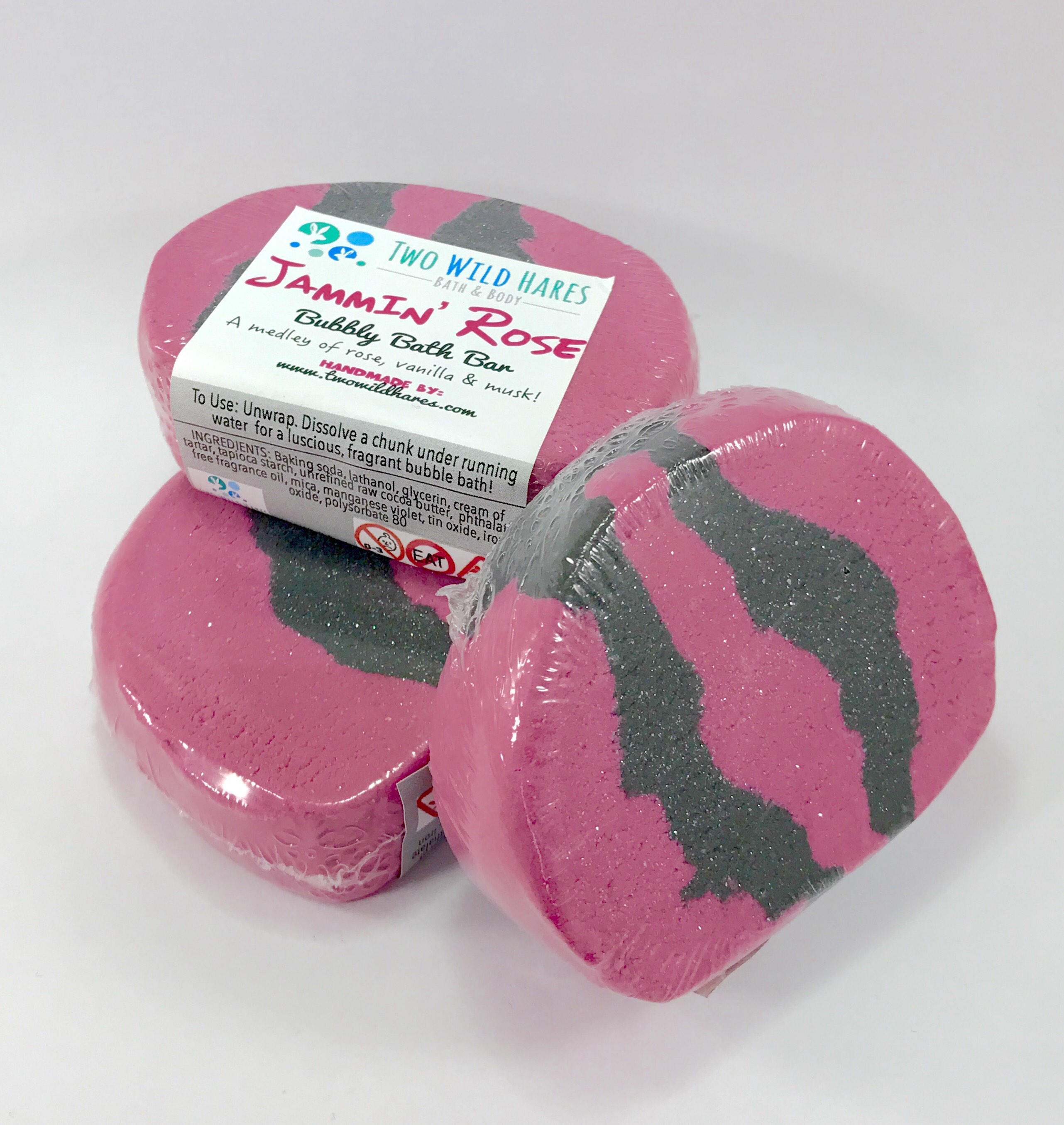 JAMMIN' ROSE Bubbly Bath Bar, Solid Bubble Bath, 3.5 oz