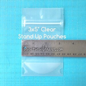 100-3x5" MINI Sample Size STAND UP Pouches, Clear, Heavy Duty, Tear ...