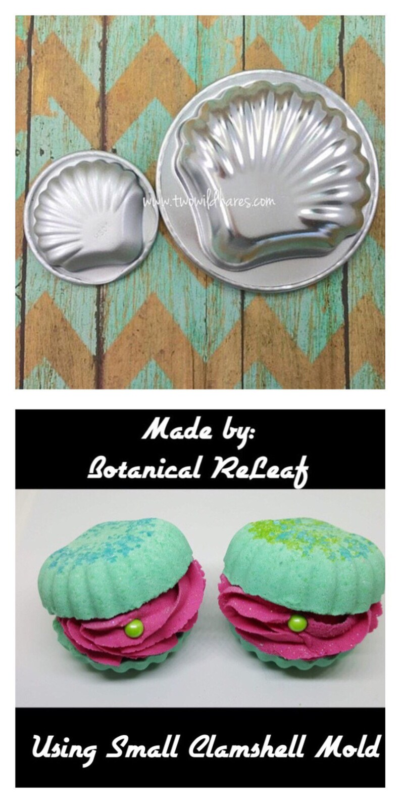 CLAMSHELL Bath Bomb & Baking Mold Set, Large (4") and Small ( 2 1/4 ...