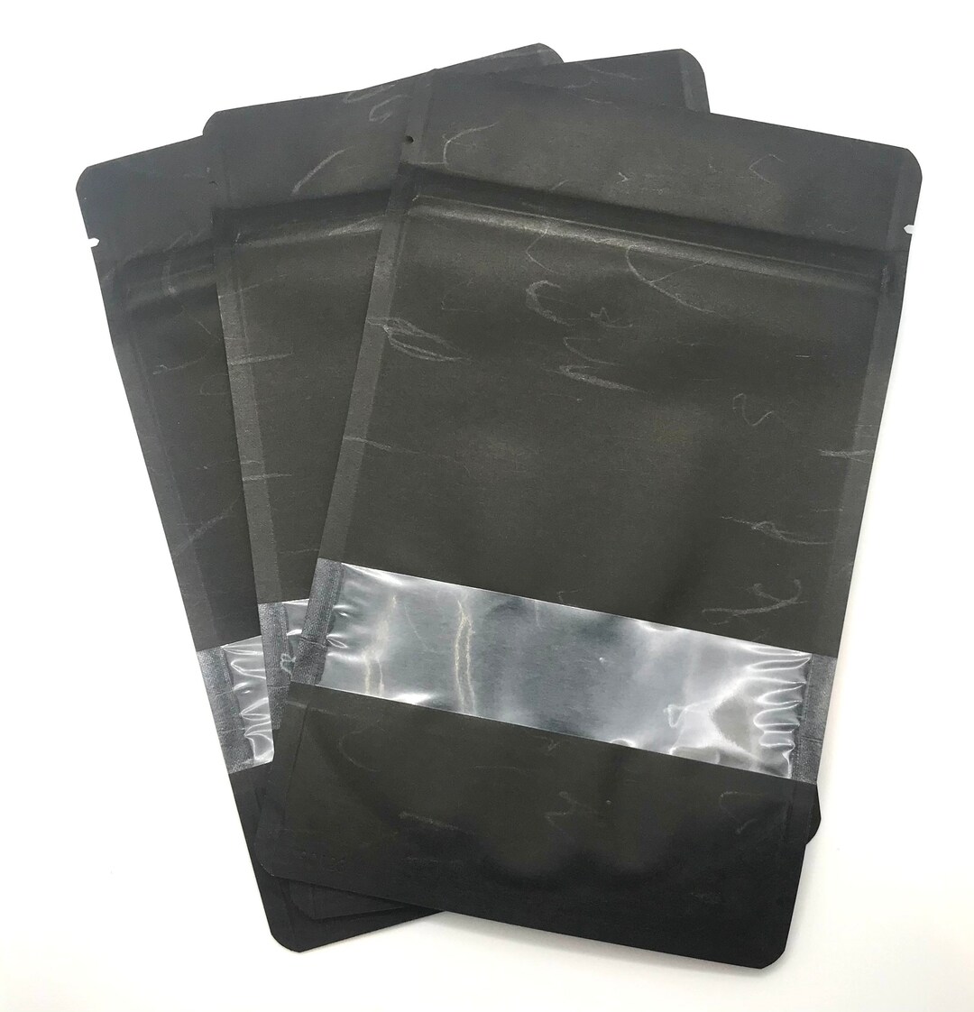 100-4x6" Black RICE PAPER Eco Friendly Stand up Pouches, Tear Notch ...