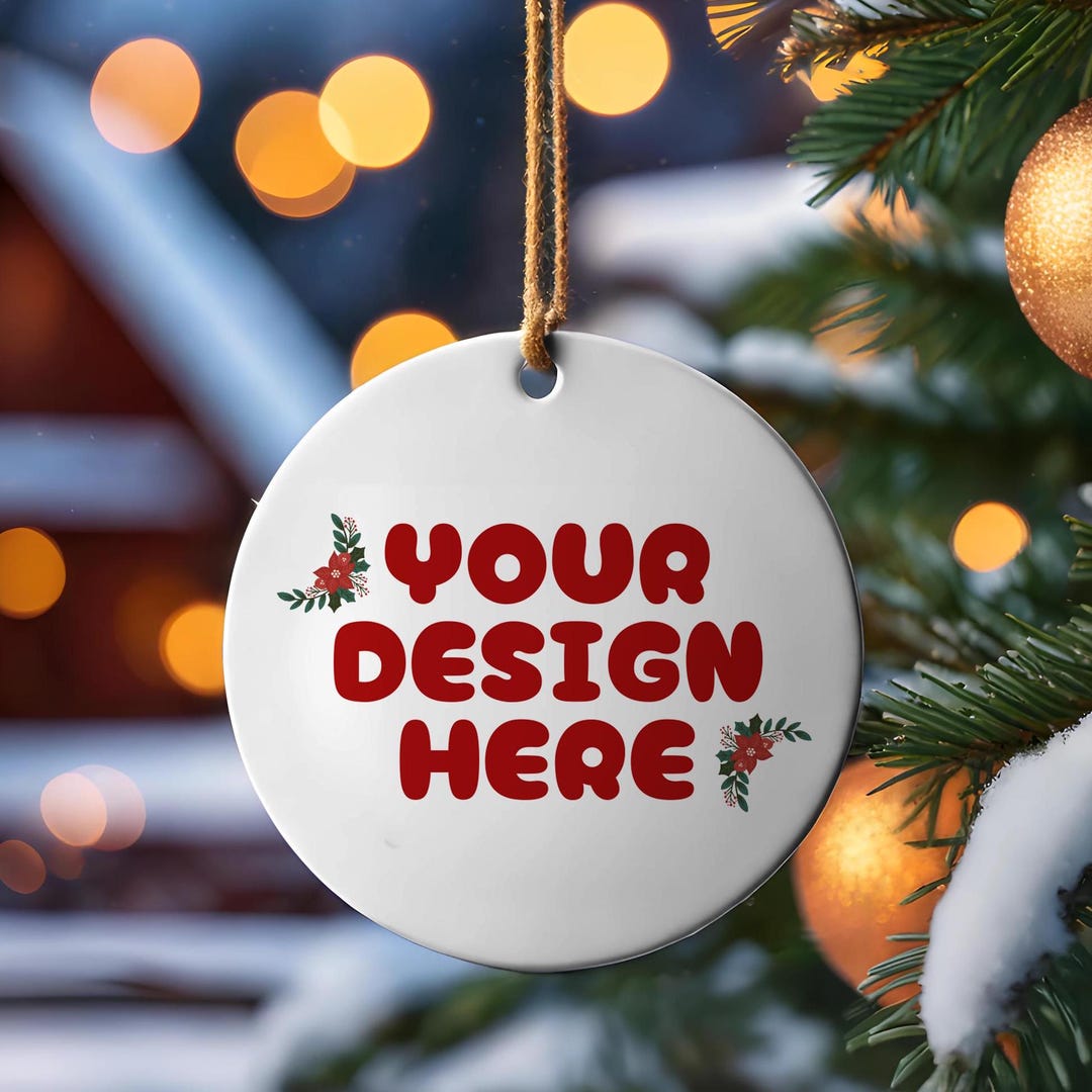 Ornament Mockup Canva Template Drag & Drop Round Ornament Mockup ...