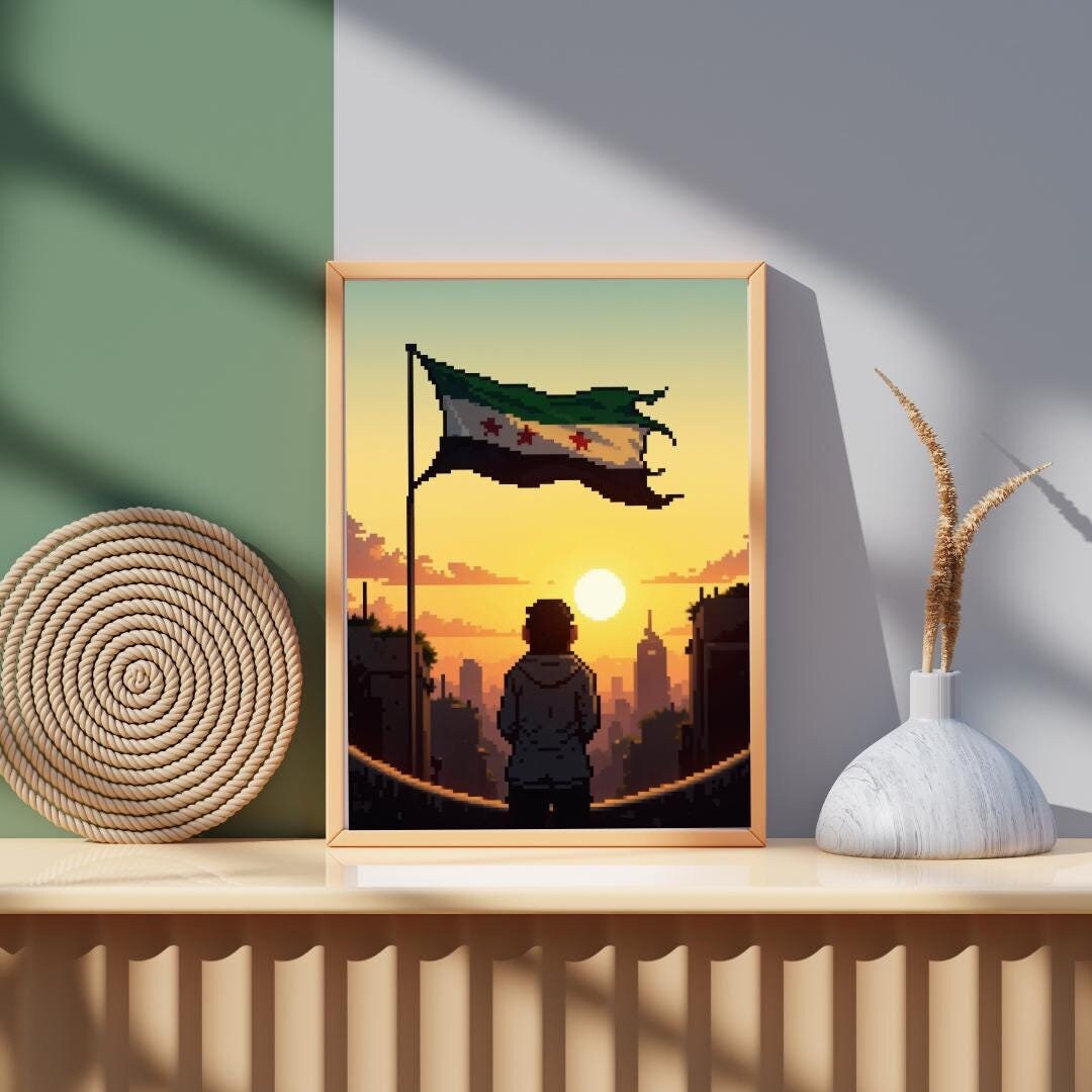 Pixel Art Syrian Flag Poster | Unique Middle Eastern Pixel Print - Etsy