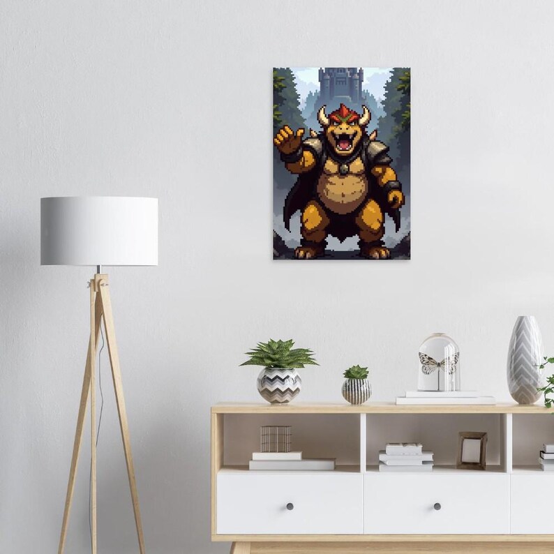 Retro Pixel Art Bowser Poster | Classic Nintendo Wall Art | Bowser ...
