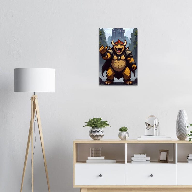 Retro Pixel Art Bowser Poster | Classic Nintendo Wall Art | Bowser ...
