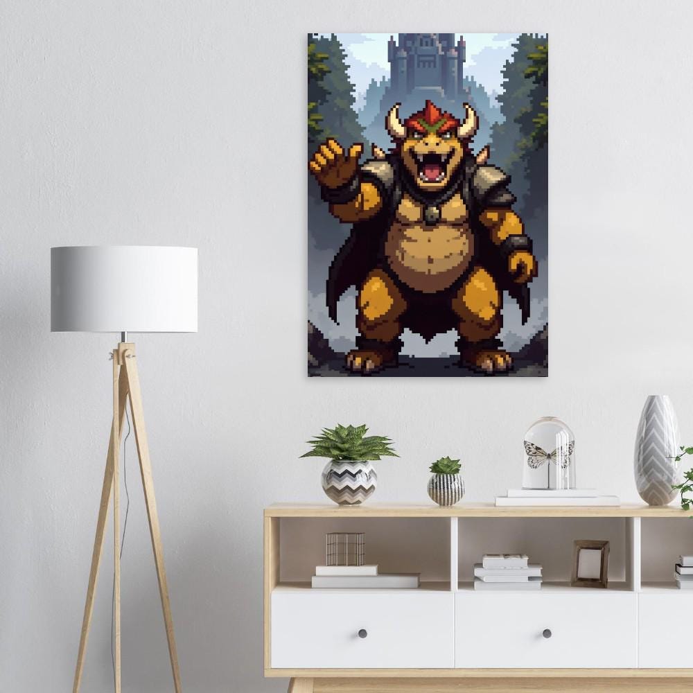 Retro Pixel Art Bowser Poster | Classic Nintendo Wall Art | Bowser ...