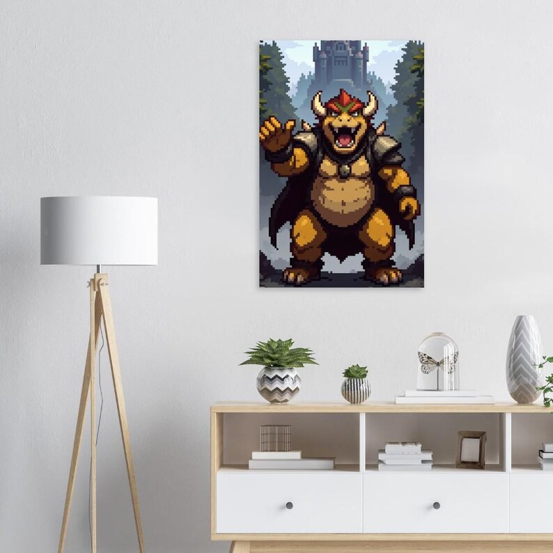 Retro Pixel Art Bowser Poster | Classic Nintendo Wall Art | Bowser ...