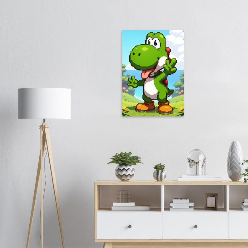 Retro Pixel Art Yoshi Poster | Classic Nintendo Wall Art | Yoshi Pixel ...