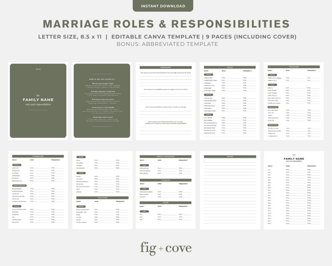 Marriage Roles and Responsibilities Checklist - Etsy