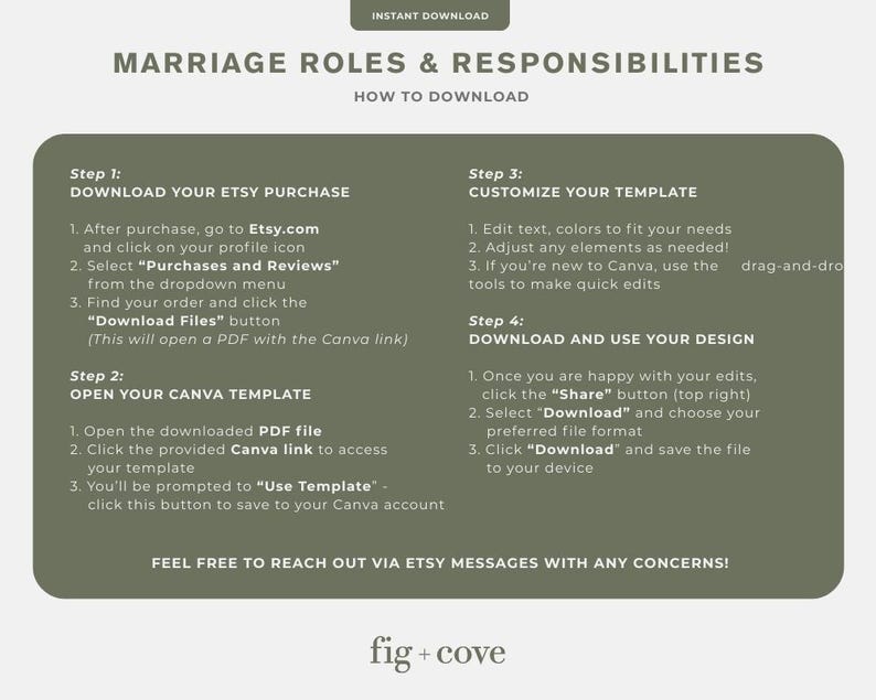 Marriage Roles and Responsibilities Checklist - Etsy