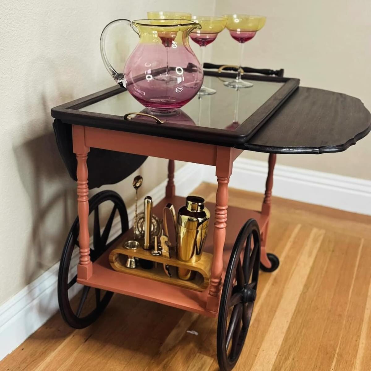 Victorian Style Wooden Tea Cart: Vintage English Bar Cart, 1900s - Etsy