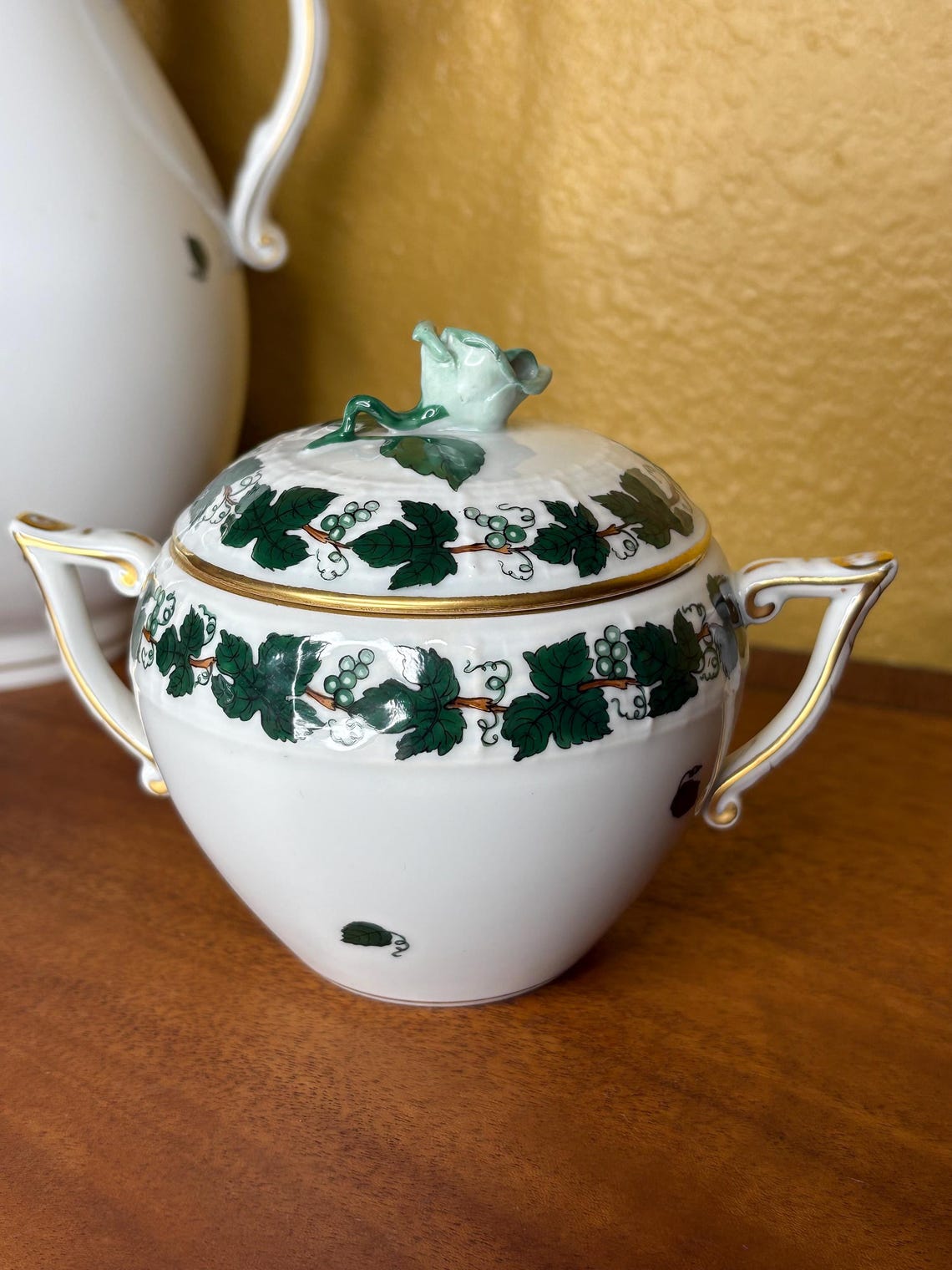 Herend Green Grape & Leaf Vine Tea Service for Six People in Porcelain ...