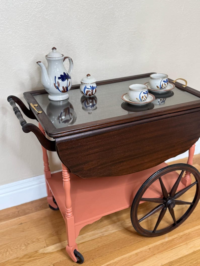 Victorian Style Wooden Tea Cart: Vintage English Bar Cart, 1900s - Etsy
