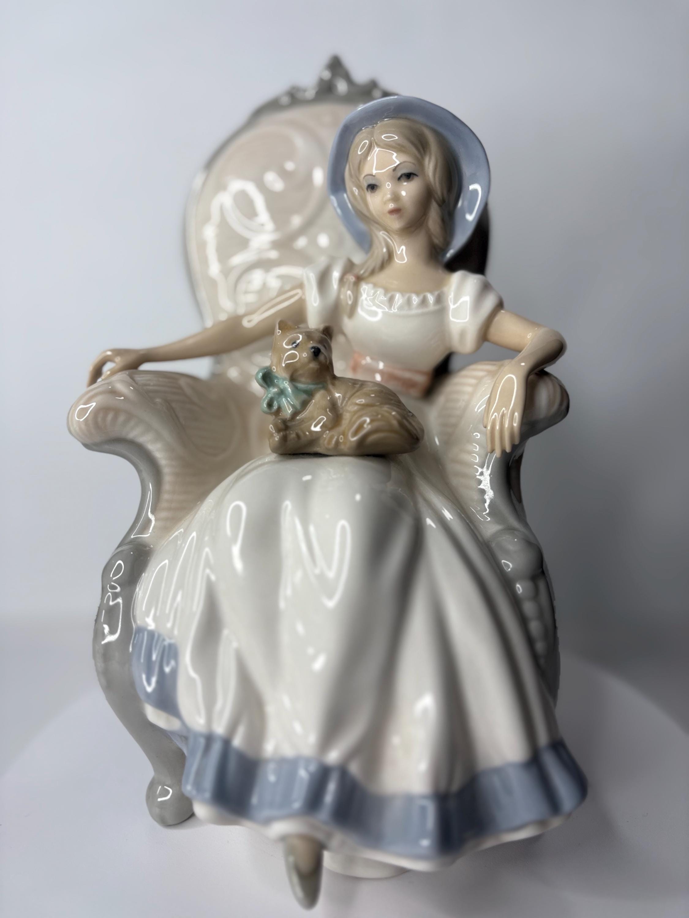 Tengra Porcelain Seated Woman Figurine With Dog - Etsy