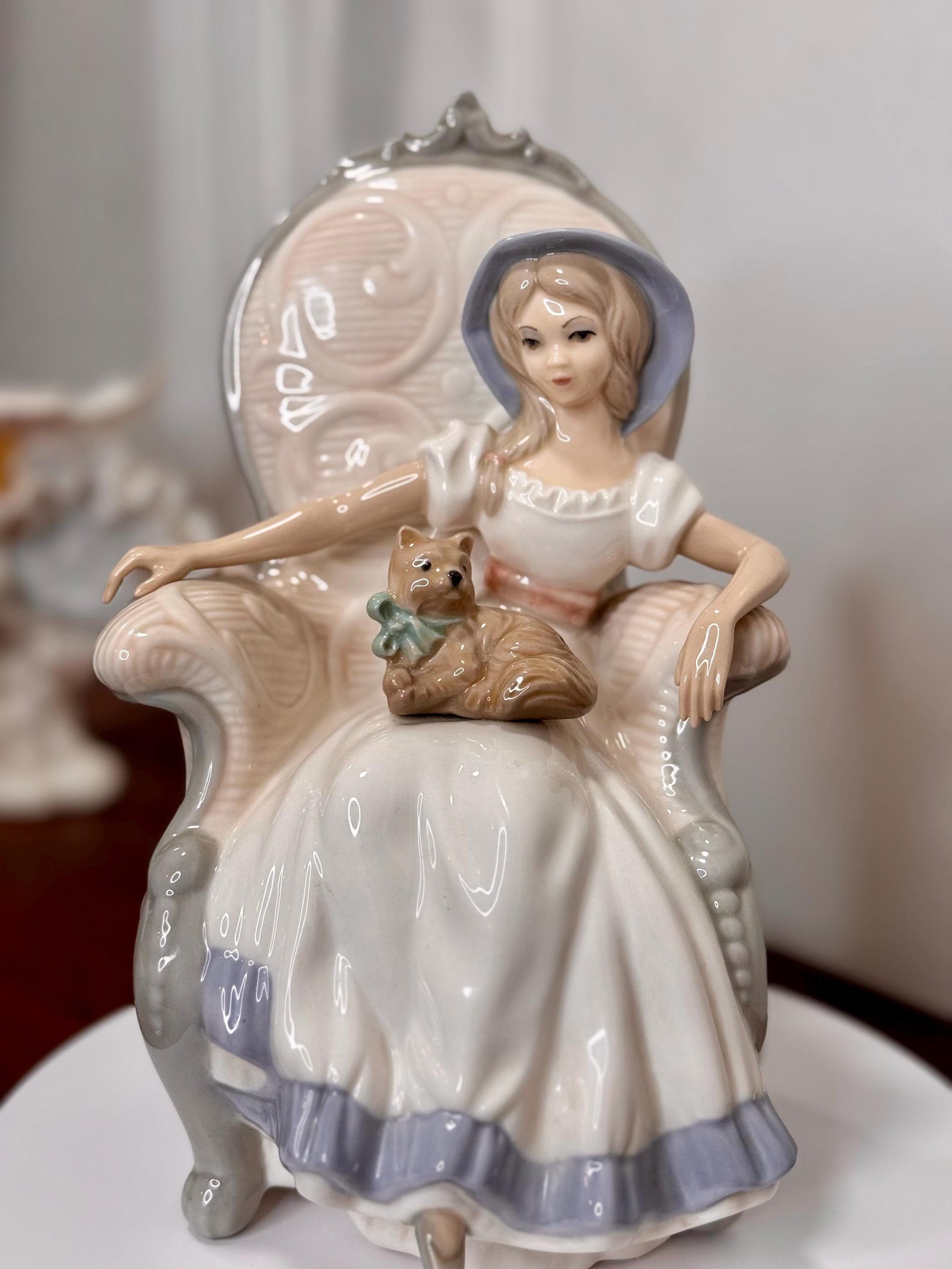 Tengra Porcelain Seated Woman Figurine With Dog - Etsy